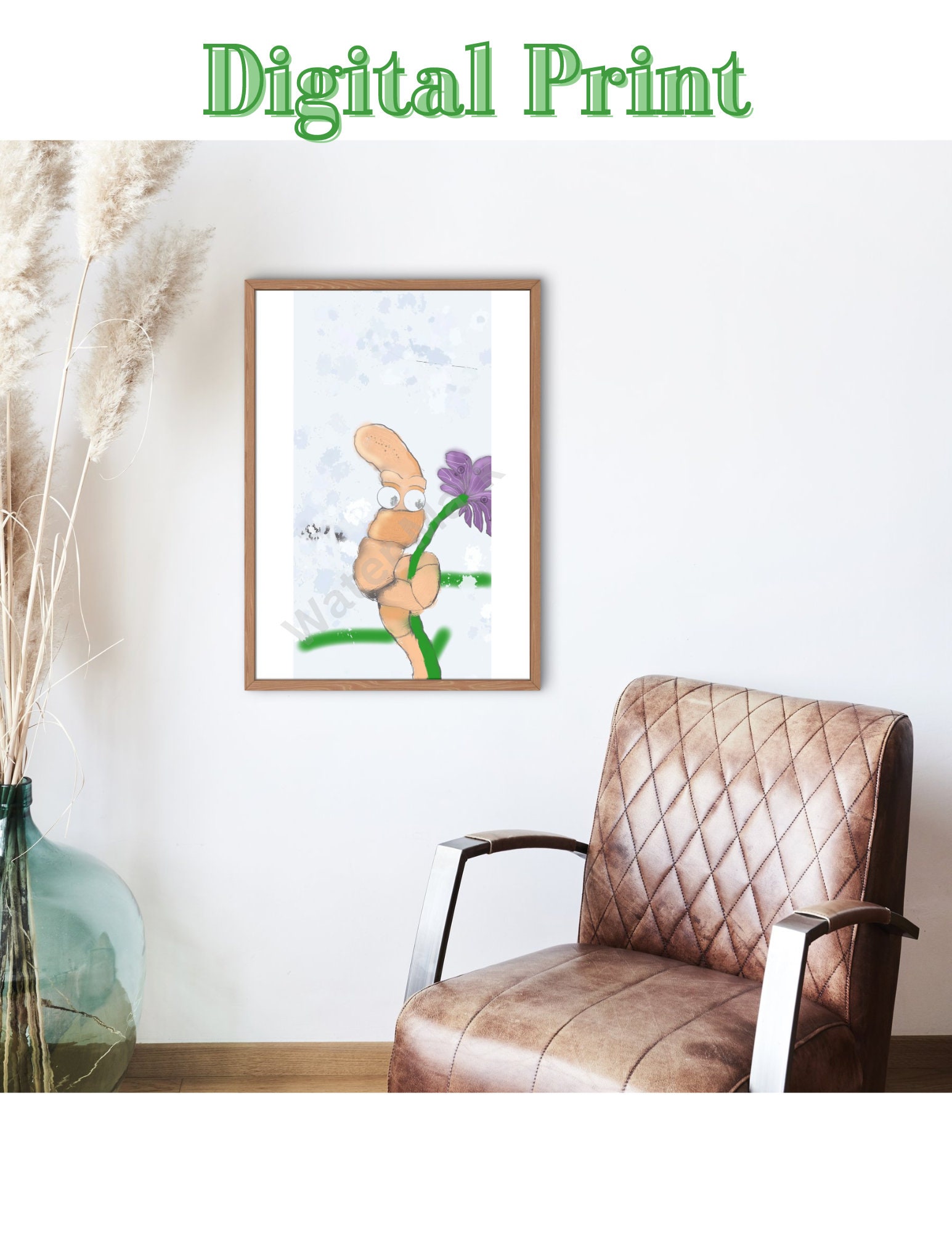 Worms Sticker Art/ Downloadable Worm Art/ Happy Worm/ Worm on Flower ...