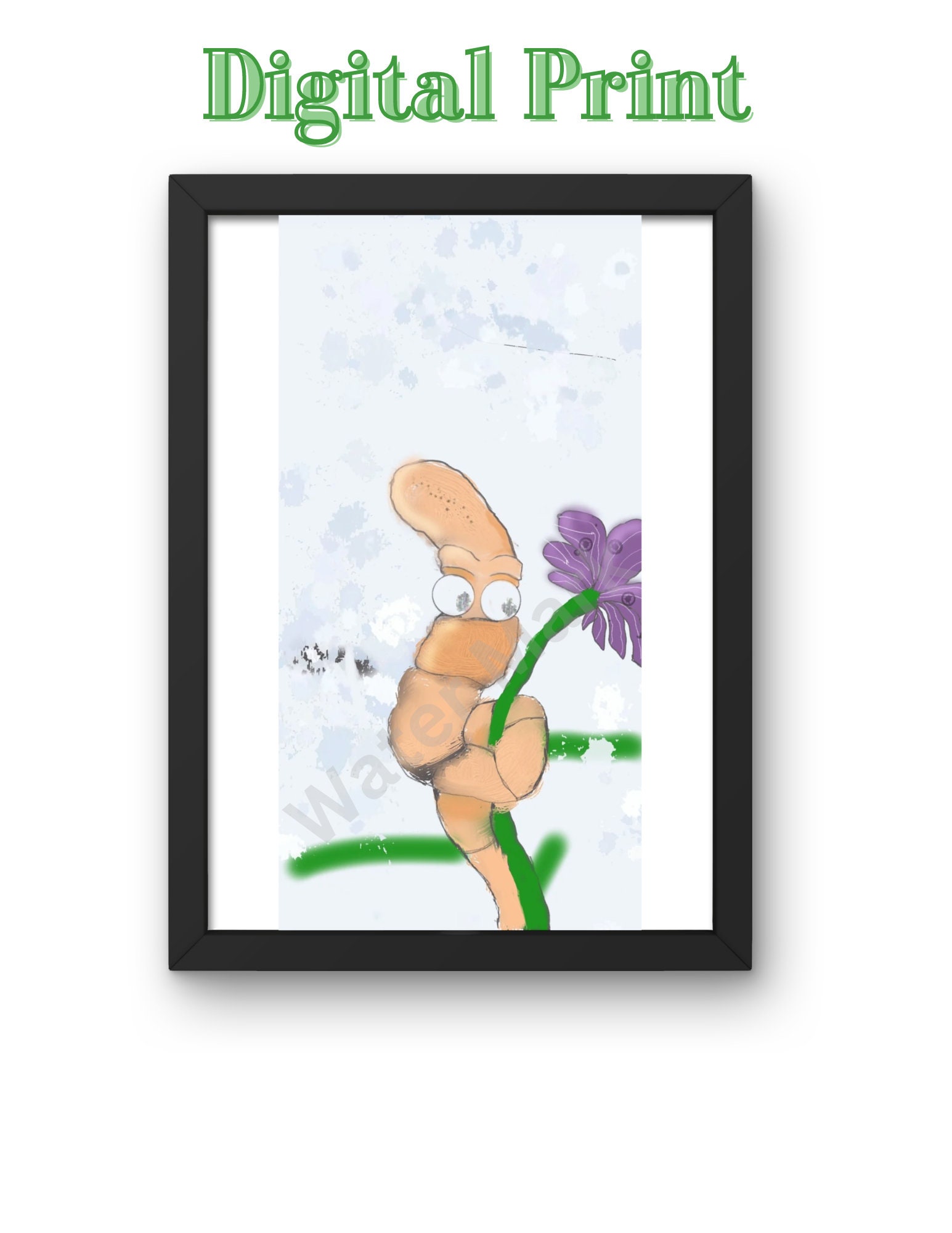 Worms Sticker Art/ Downloadable Worm Art/ Happy Worm/ Worm on Flower ...
