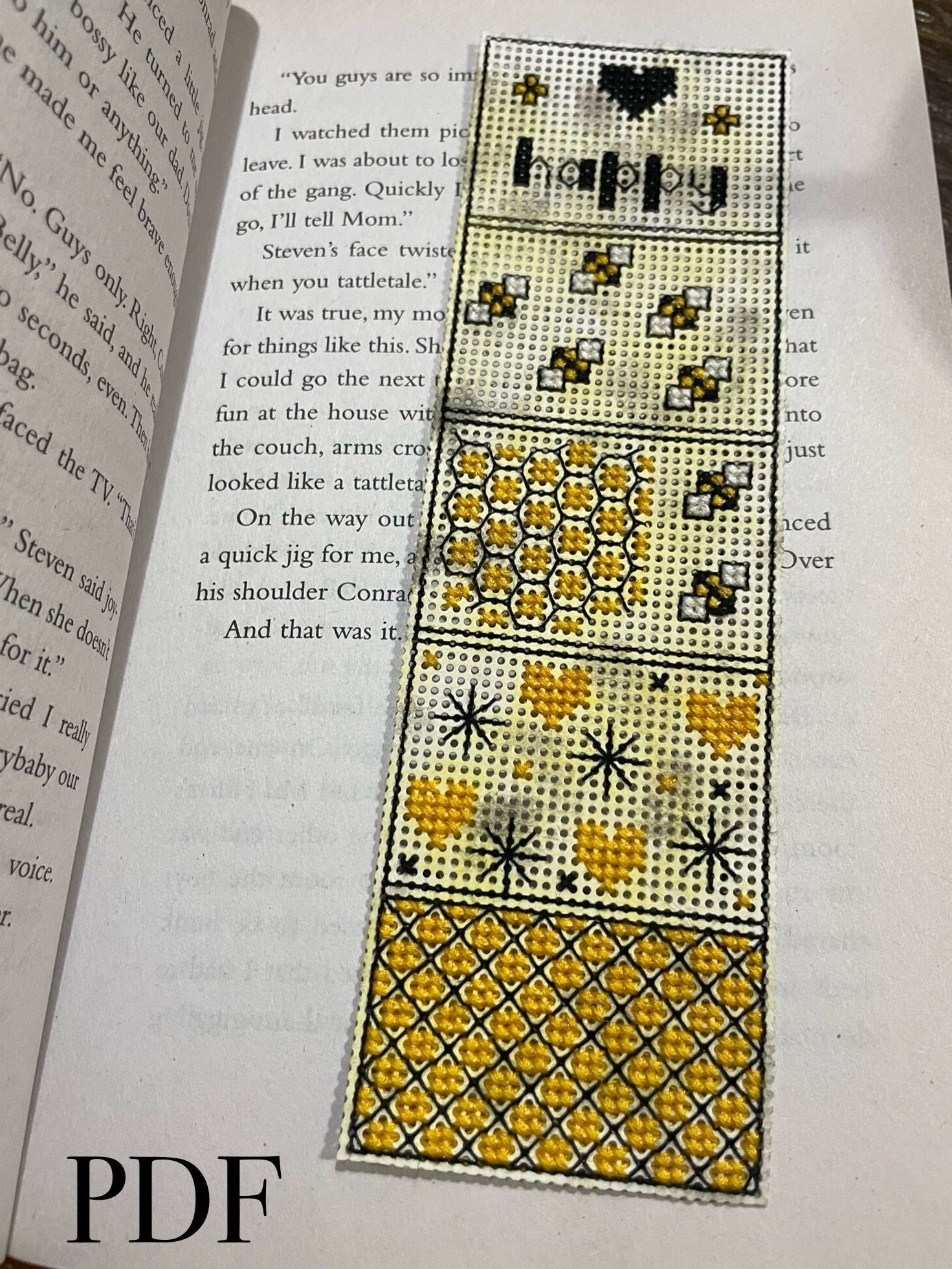 Blackwork With Cross Stitch PDF Pattern Bookmark Happy Bee Digital ...