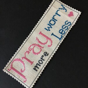 Pray More Worry Less Counted Cross Stitch Bookmark Pattern, PDF Chart ...