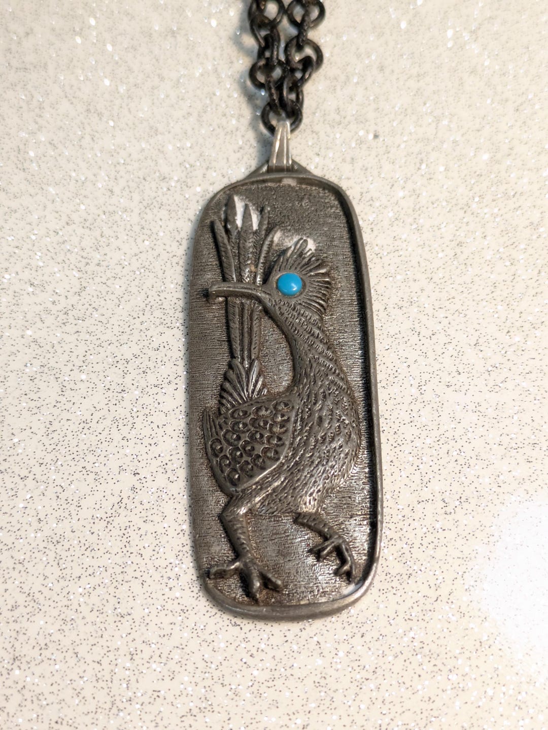 Vintage J Ritter Turquoise Road Runner Pendant Necklace - Etsy