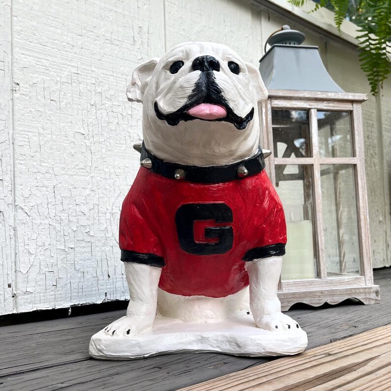 Georgia Bulldogs UGA Mascot Boom Stone Statue for Garden, Yard, Deck ...