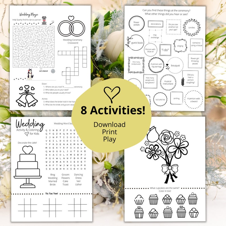 Wedding Activity Pages for Kids: Coloring & Puzzles (printable PDF ...