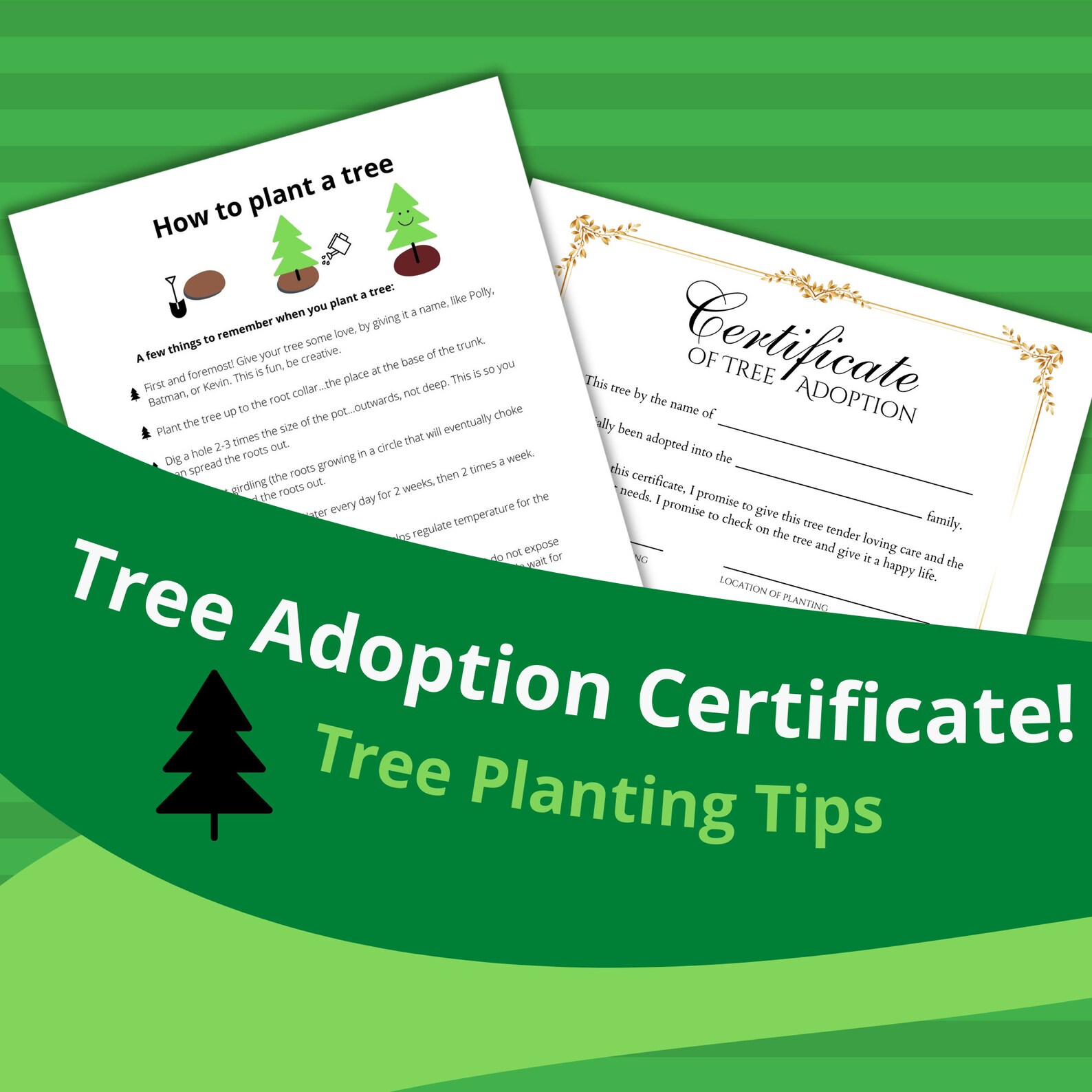 Tree Adoption Certificate for Kids Arbor Day Printable Earth - Etsy