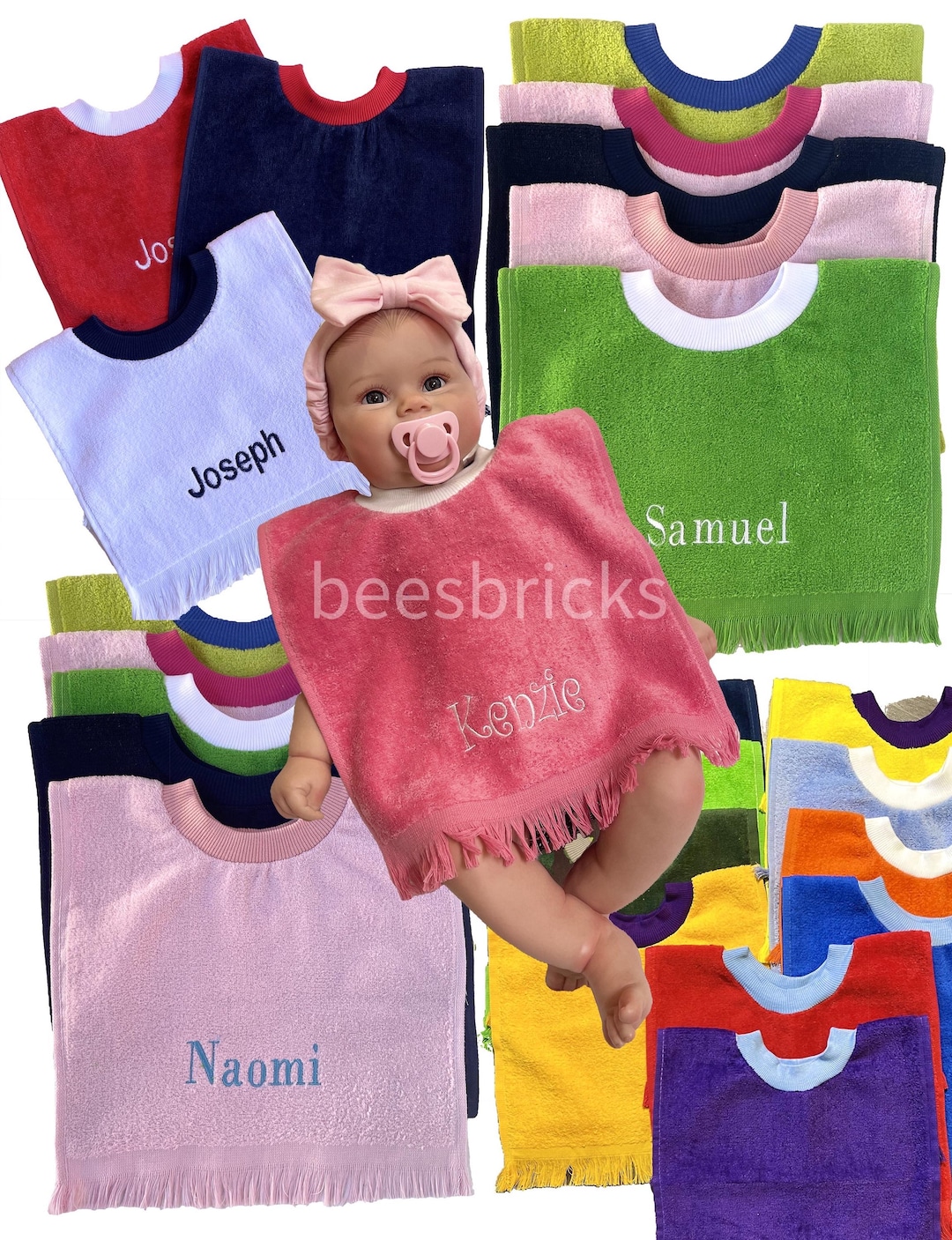 VARIETY PACK 3/5/10 Personalized Fringed Pullover Bibs,boy Baby, Baby ...