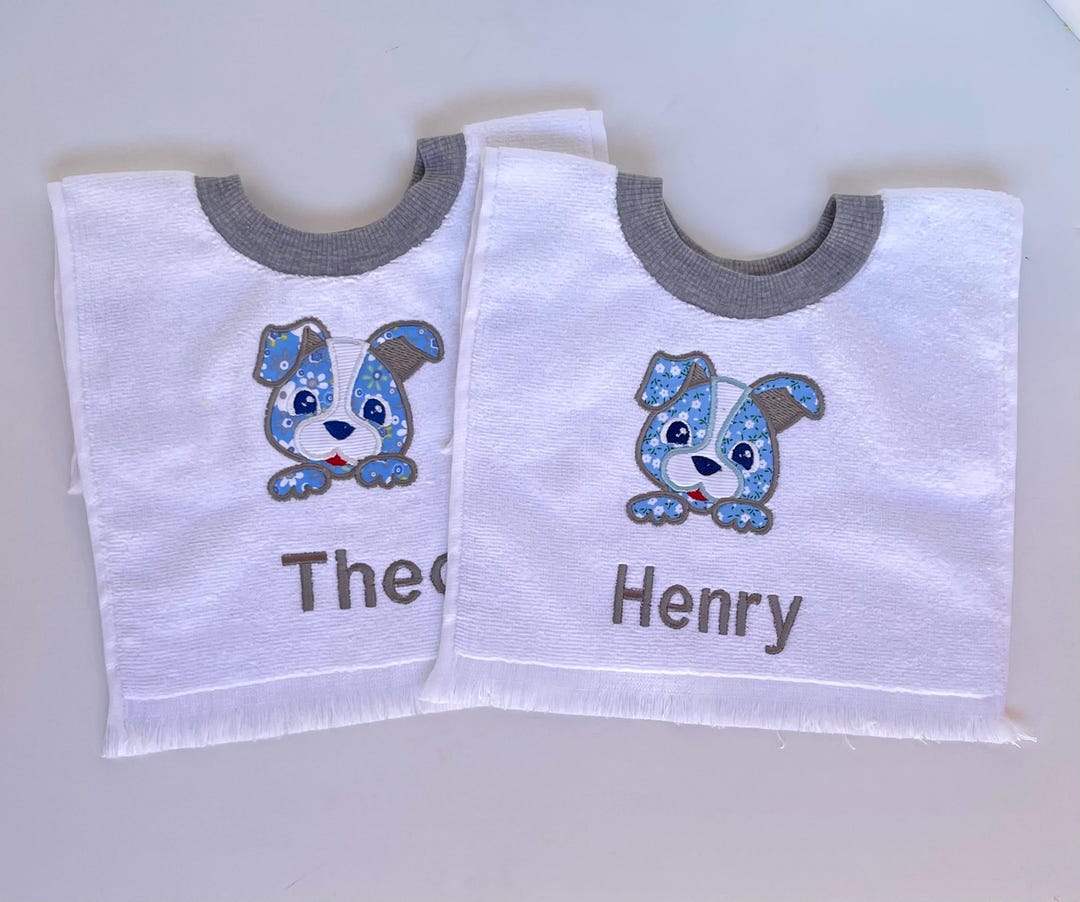 Puppy Dog Kids Fringed Personalized Pullover Bibs for Boys Twins,boy ...