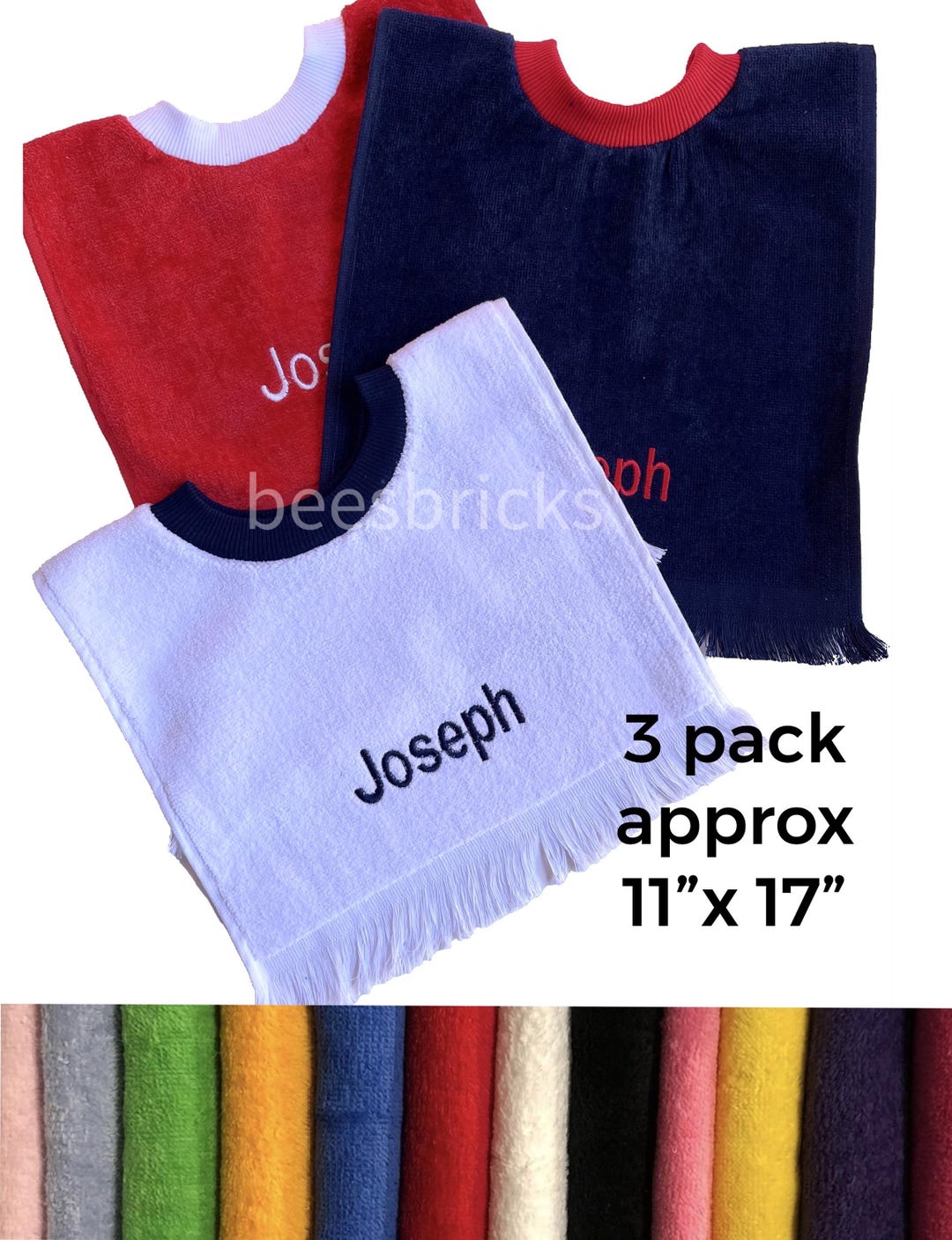 VARIETY PACK of 3 Personalized Fringed Pullover Bibs,boy Baby, Baby ...