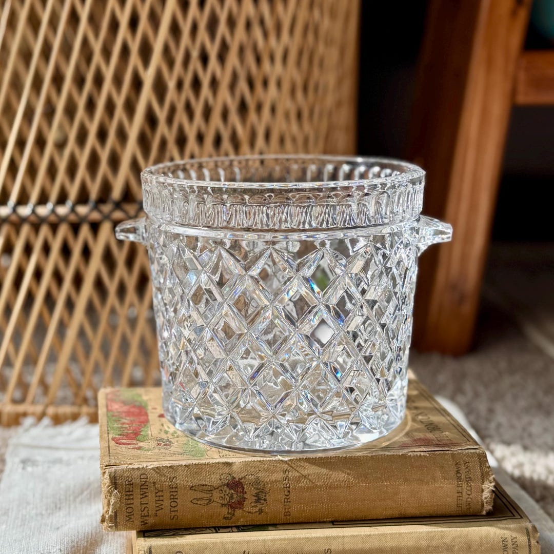 Vintage Crystal Ice Bucket | Elegant Quiet Luxury Barcart Decor | Cut ...