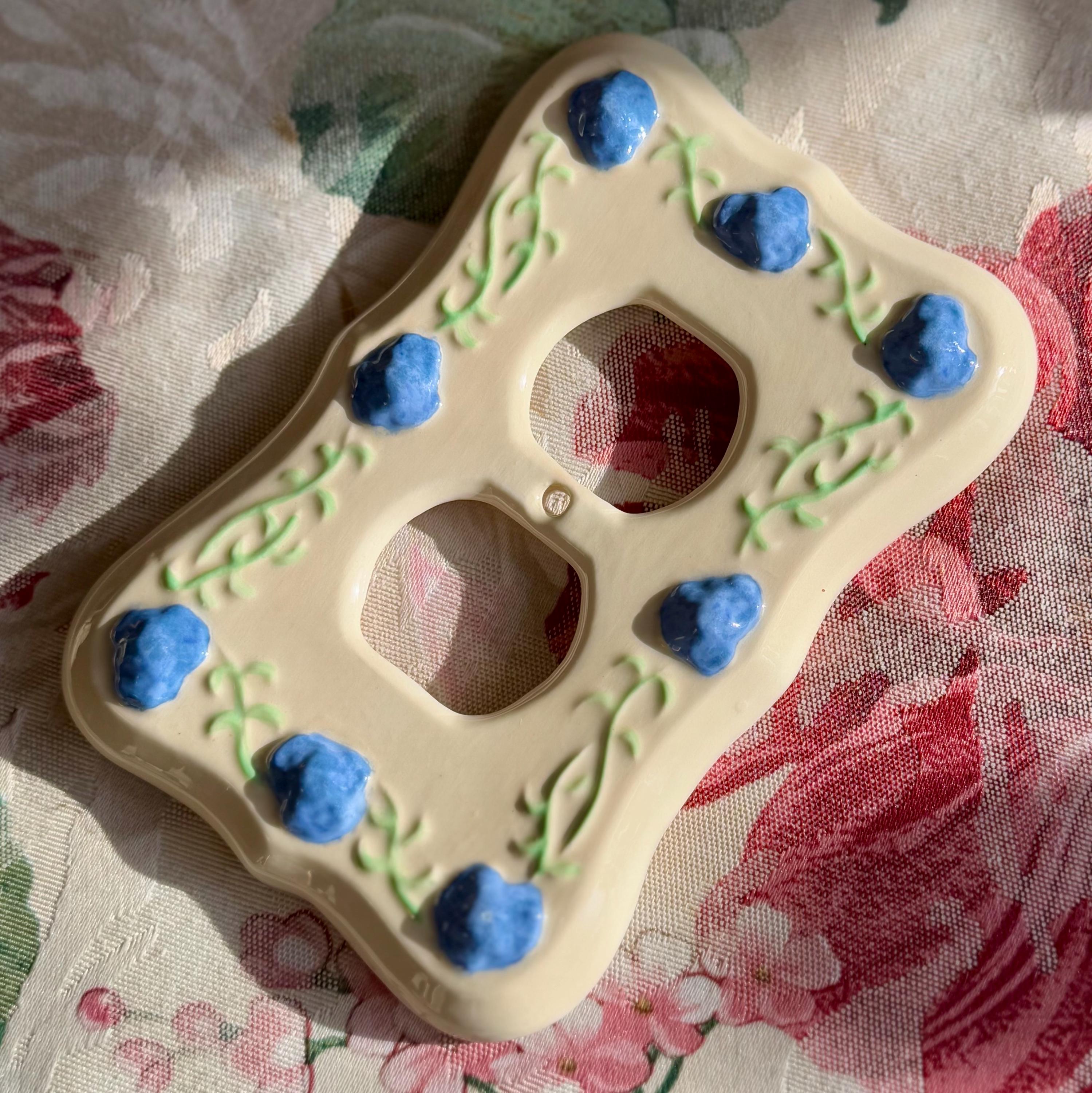 Vintage Ceramic Floral Outlet Cover – Blue Flower Cottage Style - Etsy