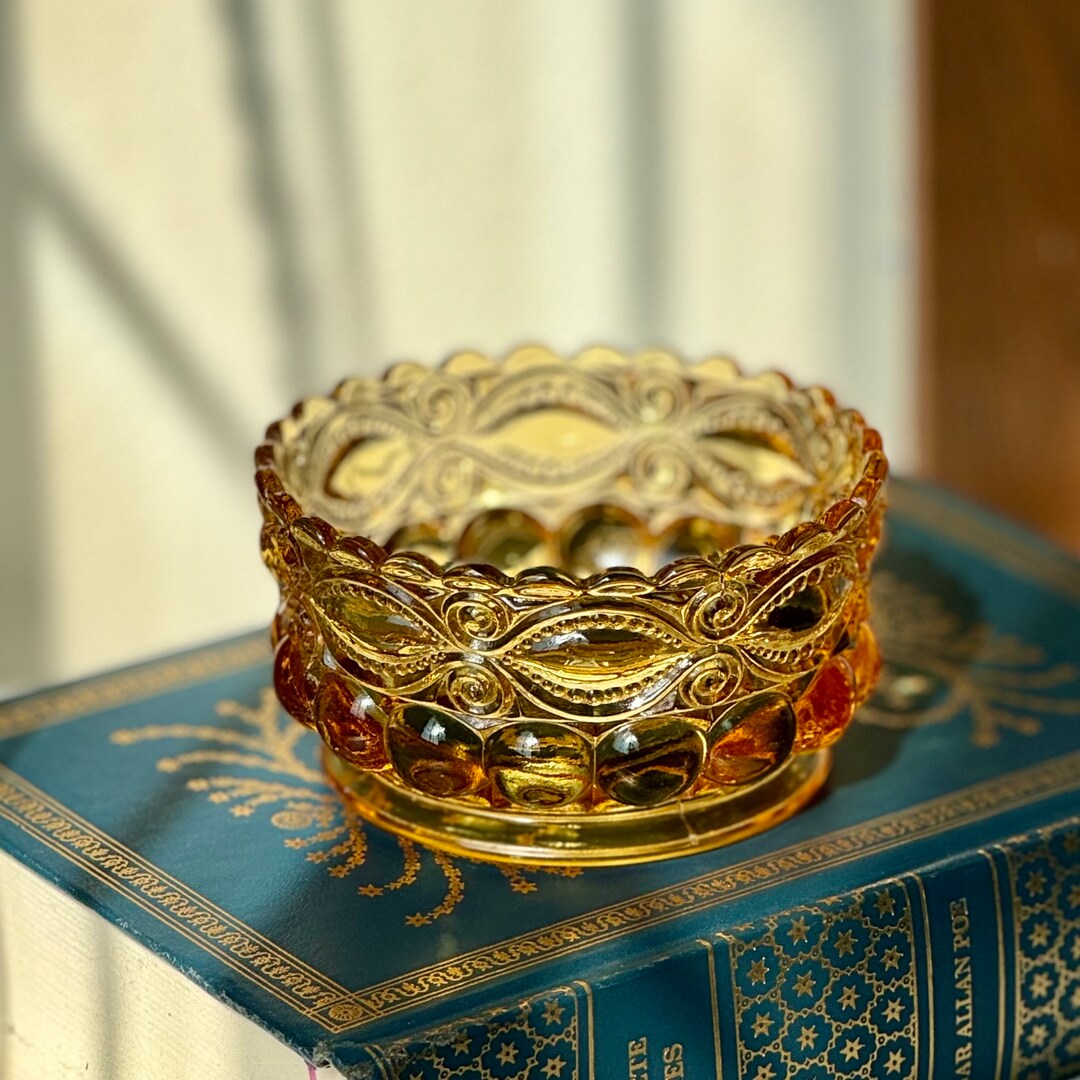 Vintage Mosser Eye Winker Bowl | Amber Glass LG Wright Trinket Dish ...
