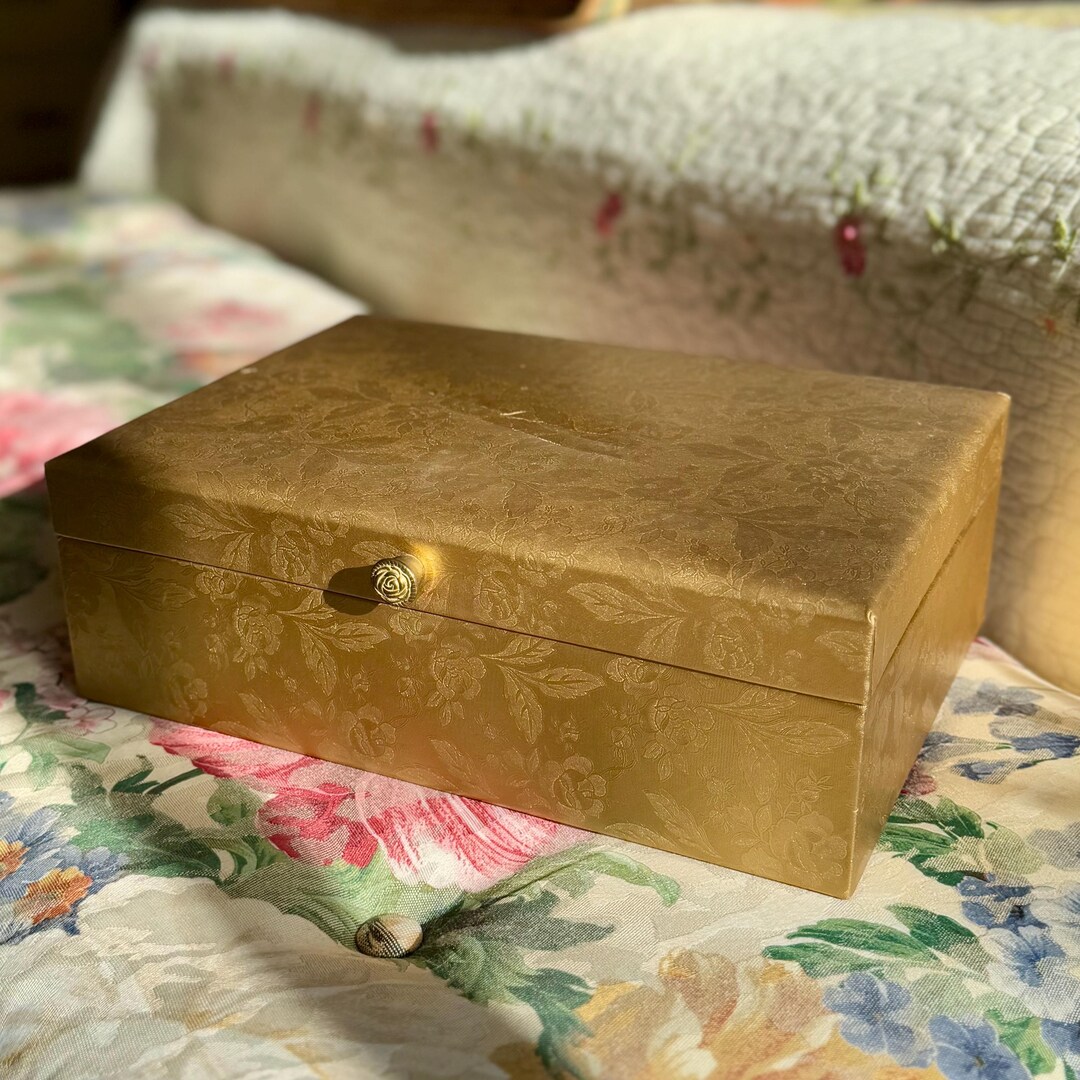 Vintage Lady Buxton Gold Floral Jewelry Box With Compartments - Etsy