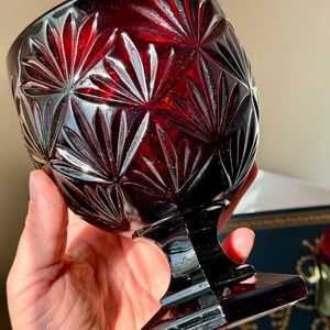 Vintage Ruby Red Glass Compote Dark Red Romantic Footed Covered Dish ...