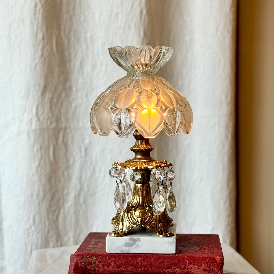 Vintage Brass and Marble Gilbert Lamp Mid Century Hollywood Regency ...