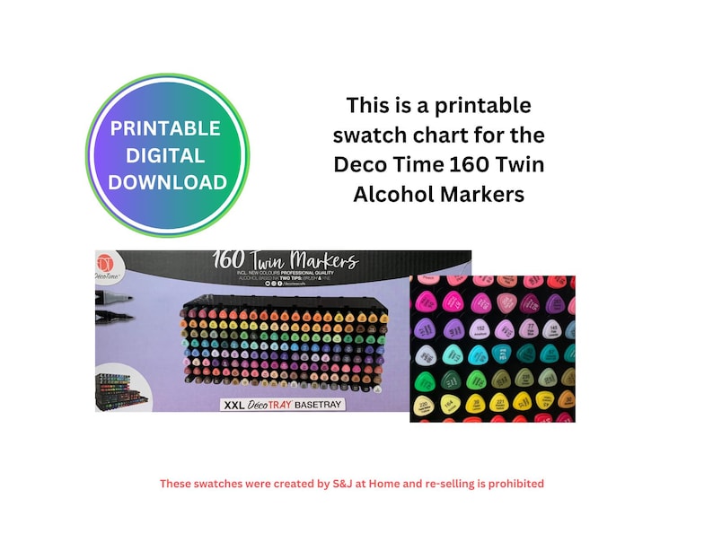 Printable Deco Time Twin Markers Swatch Sheet X160 Alcohol Markers With ...