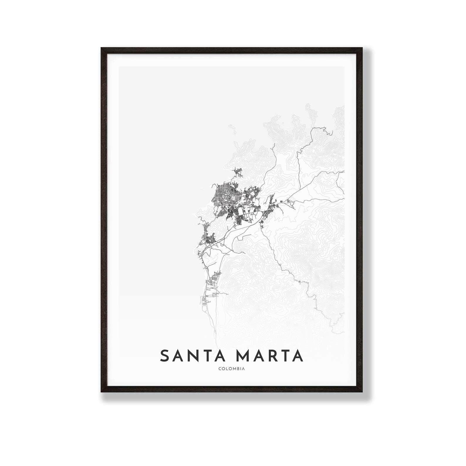 Santa Marta map Santa Marta Colombia city map print map | Etsy