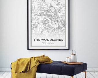 Woodlands Texas Map - Etsy