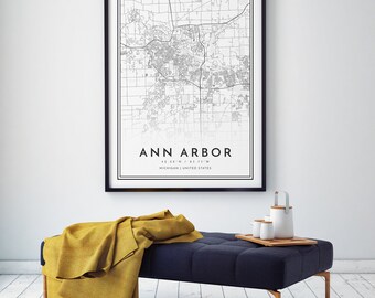 Ann Arbor Map Art - Etsy