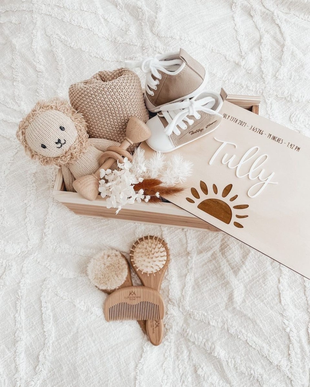 Personalised Baby Keepsake Box - Boho Sun - Wood Engraved With Acrylic ...