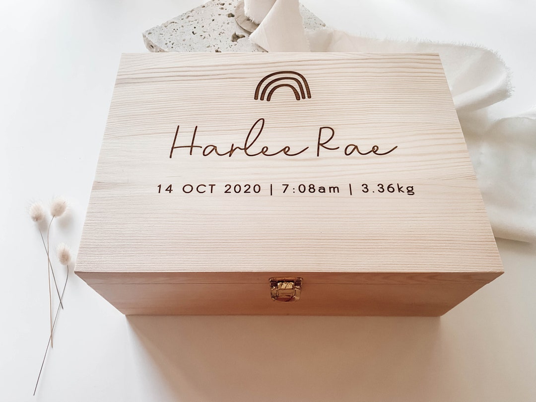 Personalized Baby Keepsake Box: Engraved Wood Memory Box - Etsy