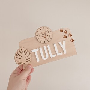 Personalised Room Sign With Child Name - Safari Animal Theme - Wooden ...