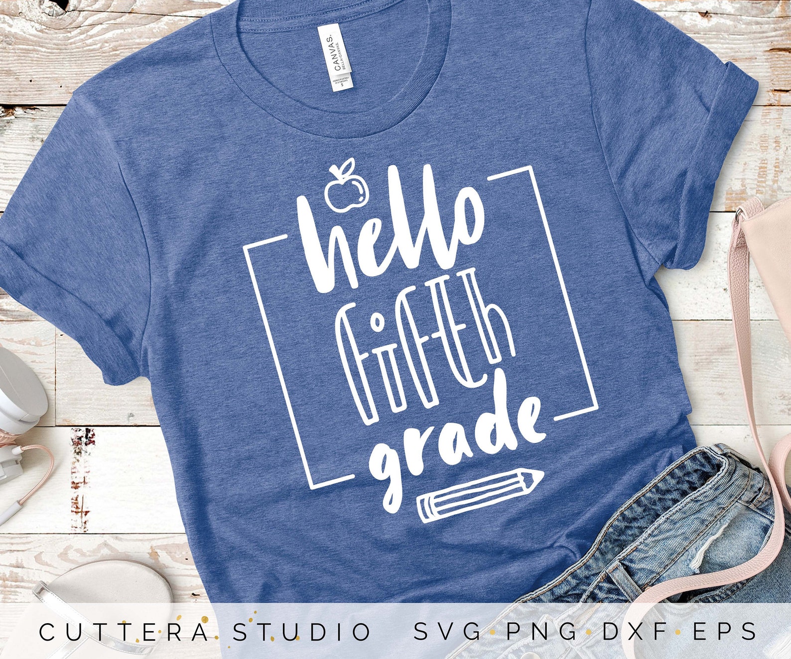 Hello Fifth Grade Svg - School Svg Clip Art, Teacher Svg, Grade Five ...