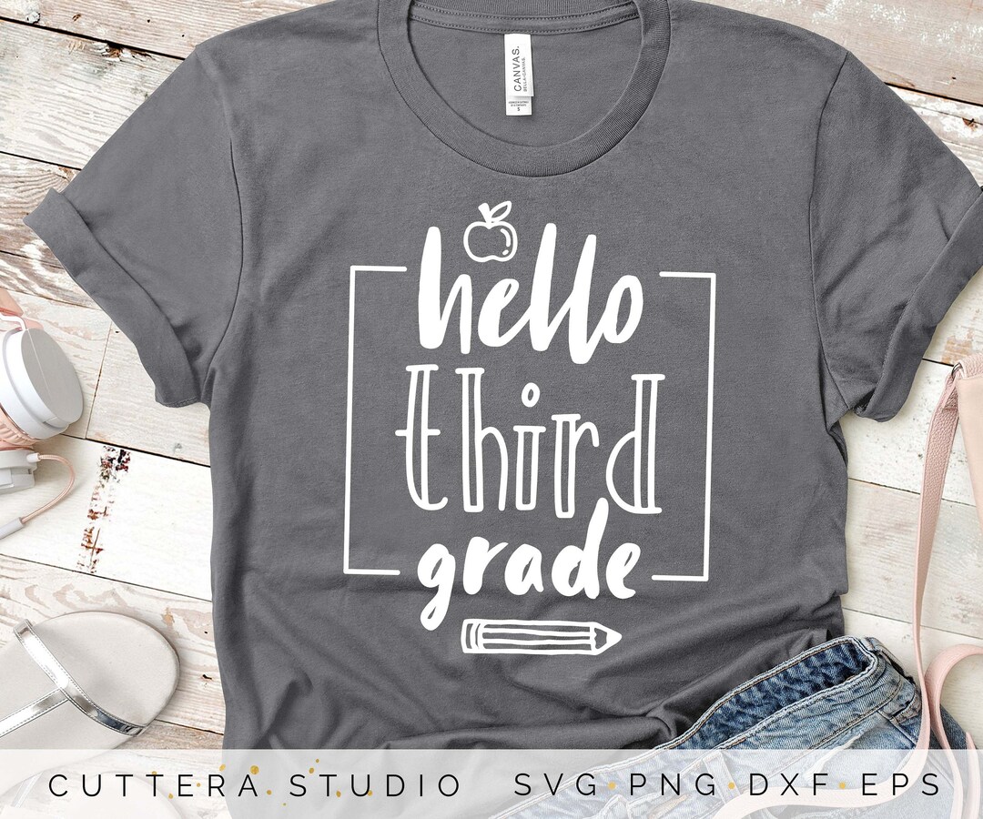 Hello Third Grade Svg - School Svg Clip Art, Teacher Svg, Grade Three ...