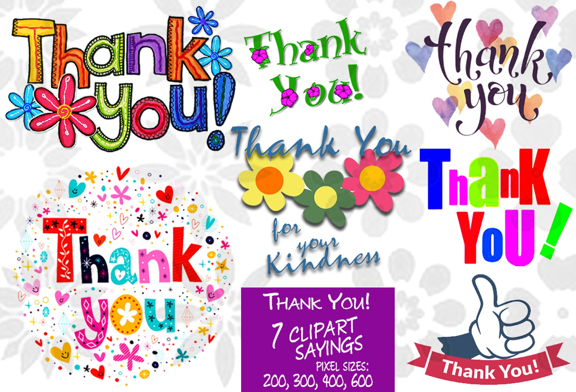 THANK YOU - Fun Colorful Clipart Sayings & Snarky Twitter Memes - Etsy