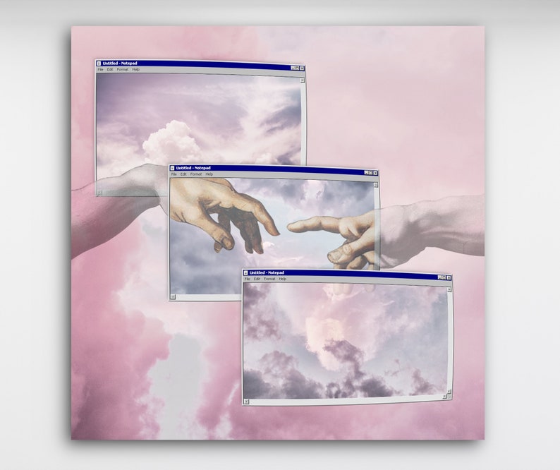 creationIICreation of Adam Windows 95 Pastel Clouds Art | Etsy