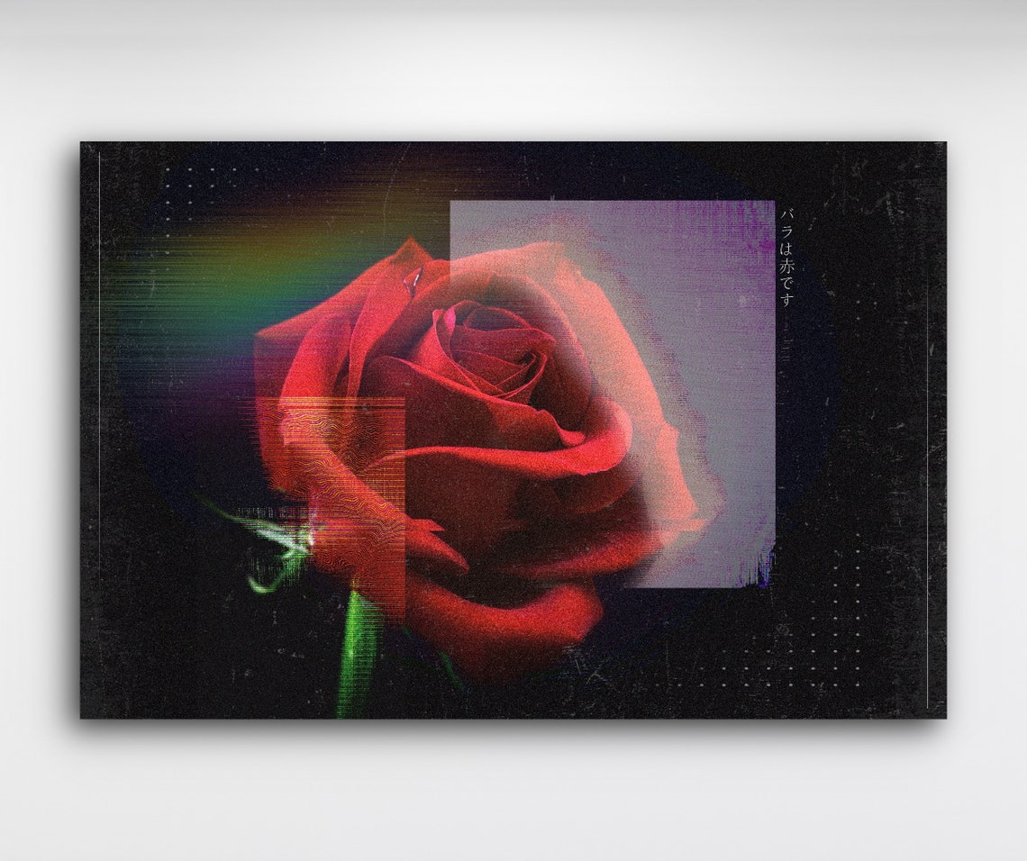 Fragments of time II - vaporwave Rose Aesthetic Room Decor Wall Art ...