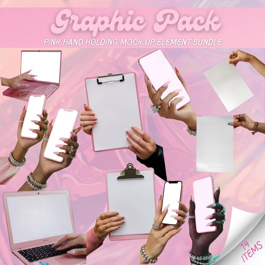 Glam Hand Holding Ipad, Phone, Paper, Clipboard Mock up - Template ...