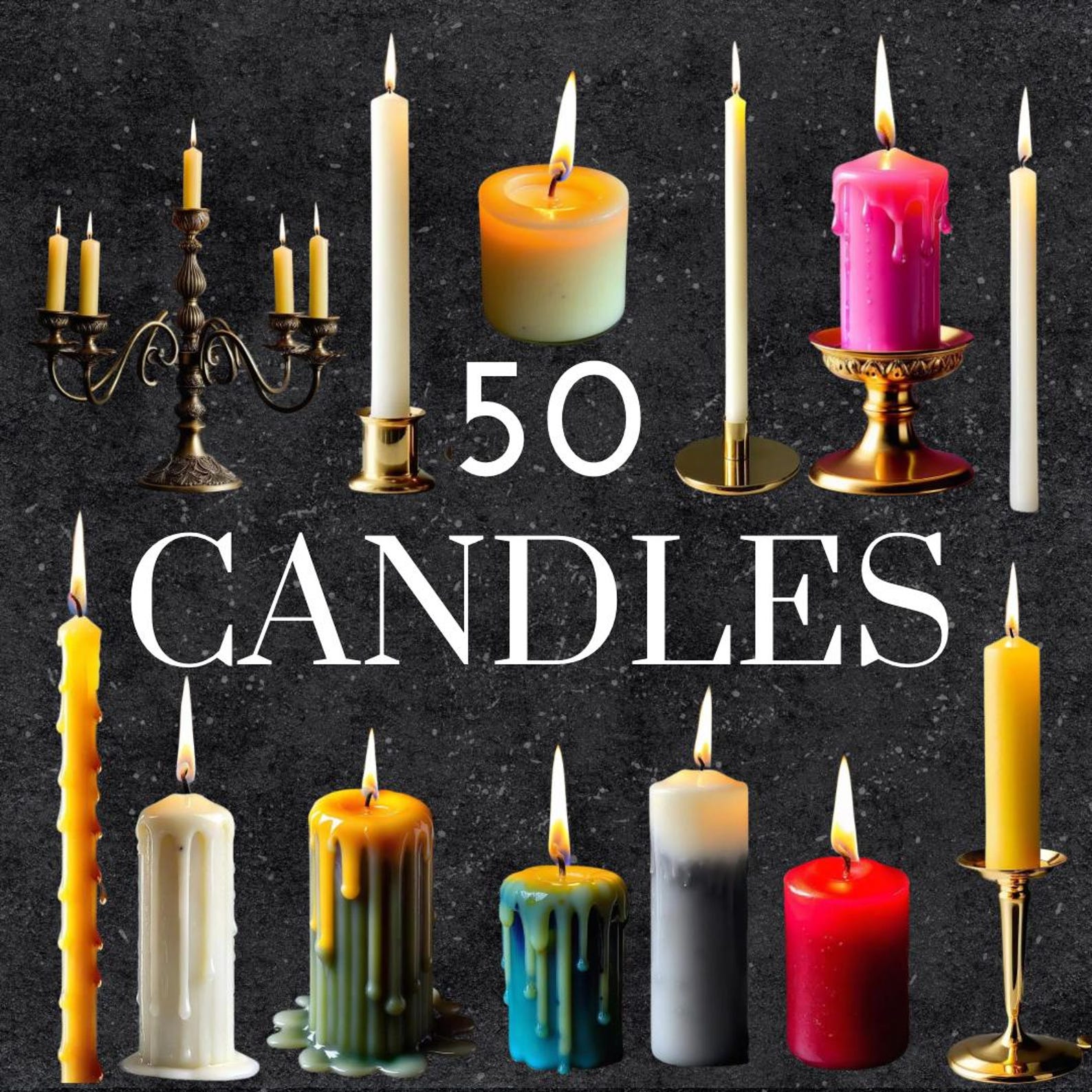 Candle Png, Realistic Candles Elements, Fire Effects, Photoshop Canva Funk , Graphics, Png ...