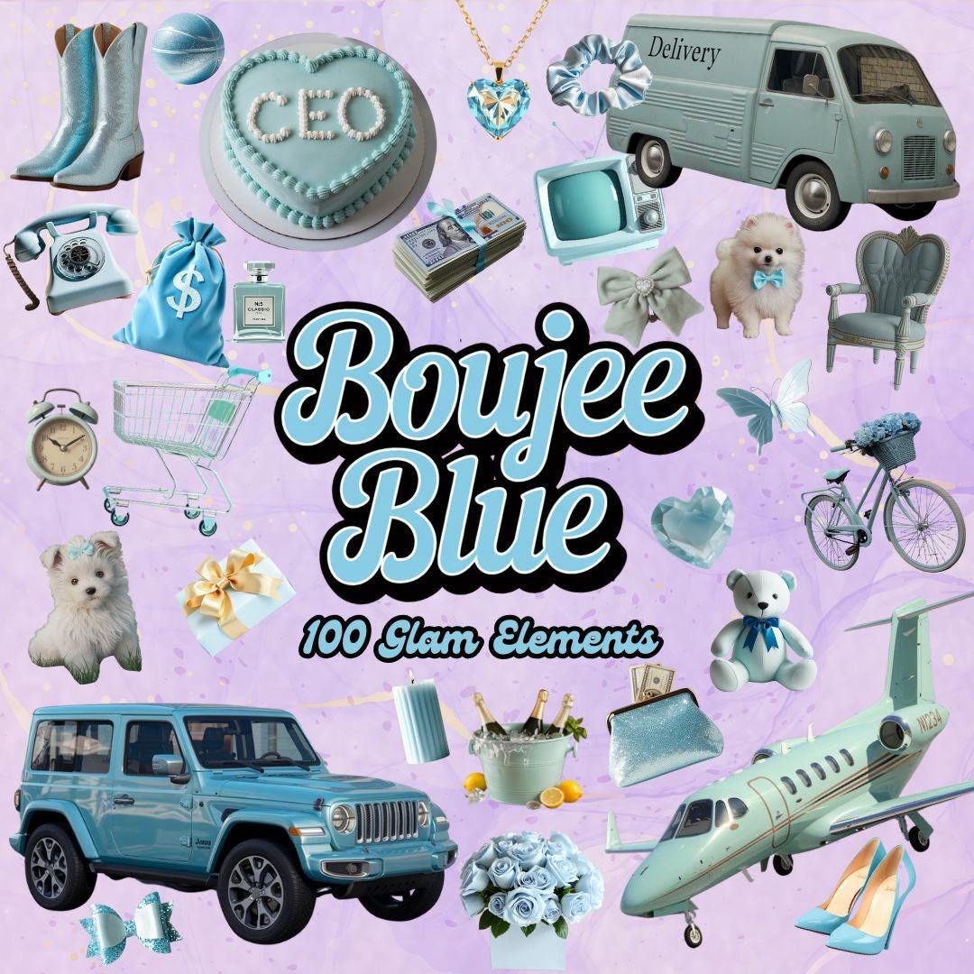 100 Boujee Blue Graphic Pack, Clip Art PNG , Glam Classy Baddie Canva ...