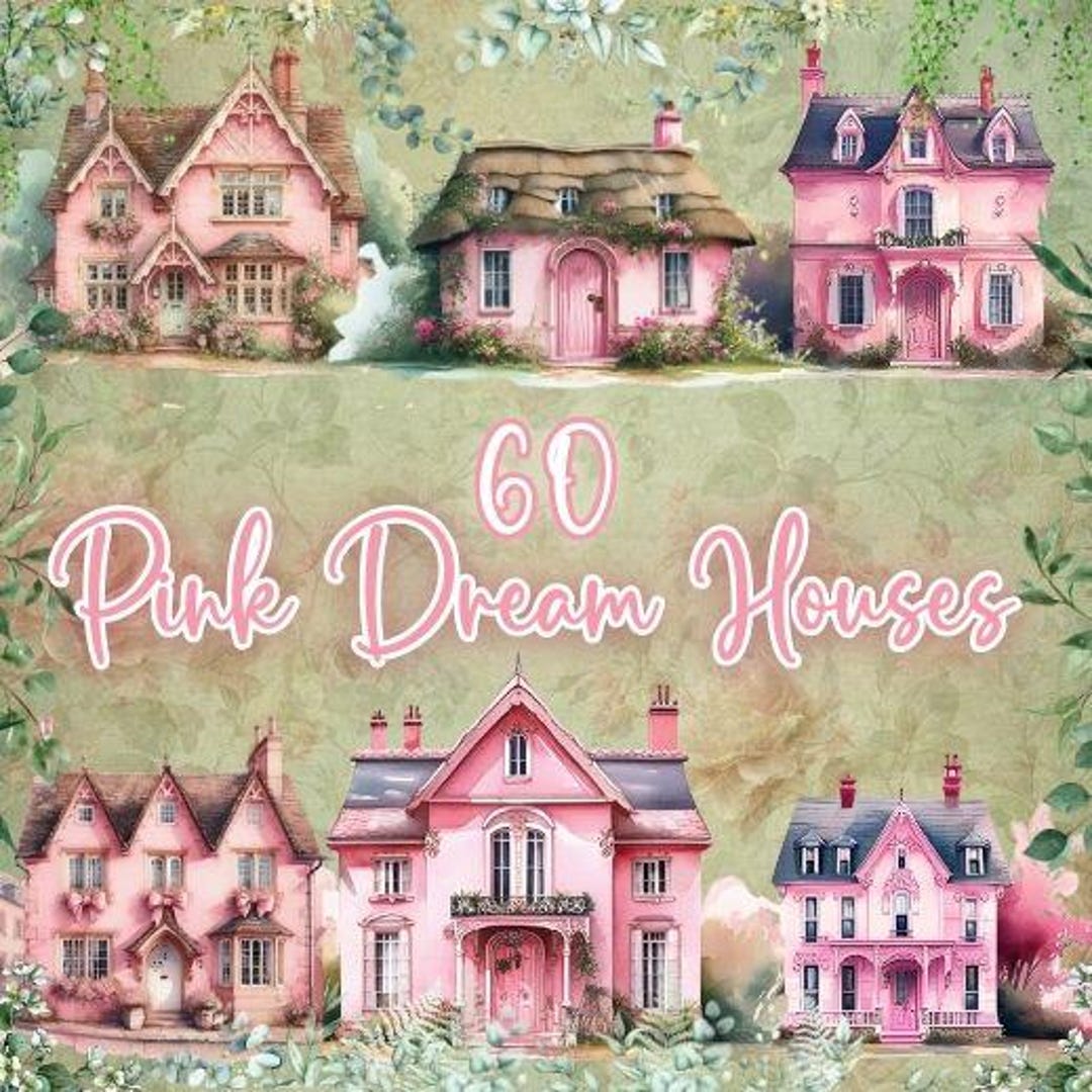 Pink Cottage Core Houses Bundle - Victorian Ephemera Journal ...