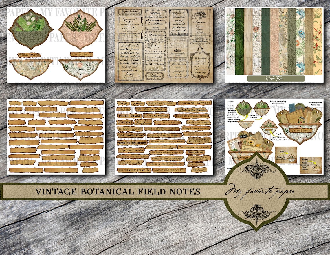 Vintage Botanical Field Notes Journal Kit - Etsy