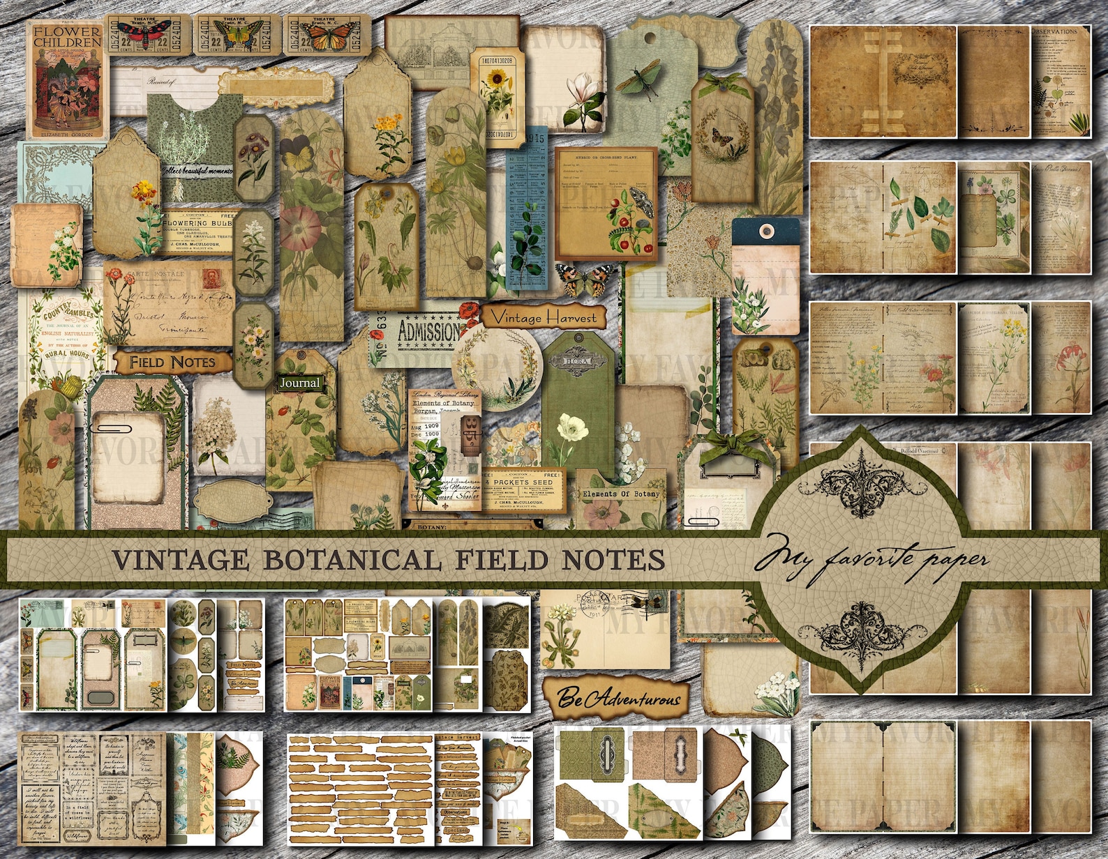 Vintage Botanical Field Notes Journal Kit - Etsy