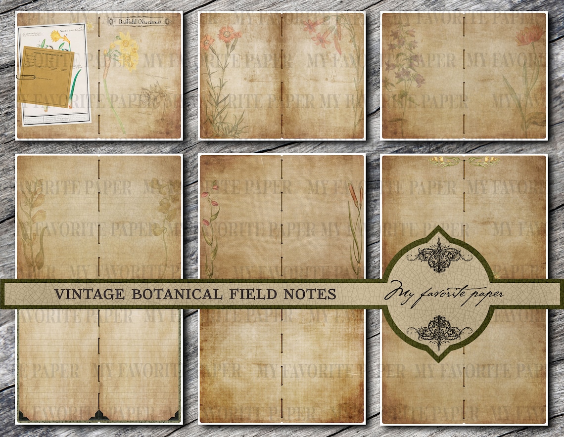 Vintage Botanical Field Notes Journal Kit - Etsy