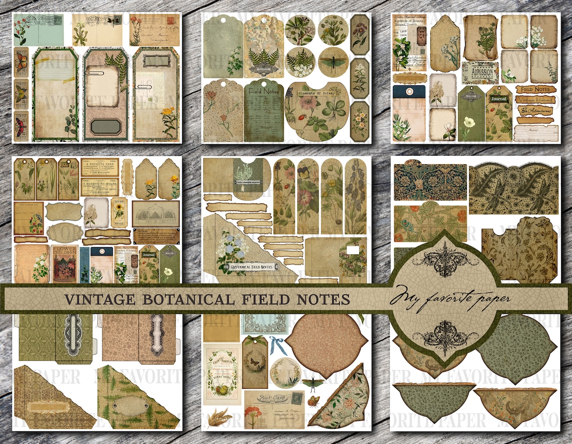 Vintage Botanical Field Notes Journal Kit - Etsy