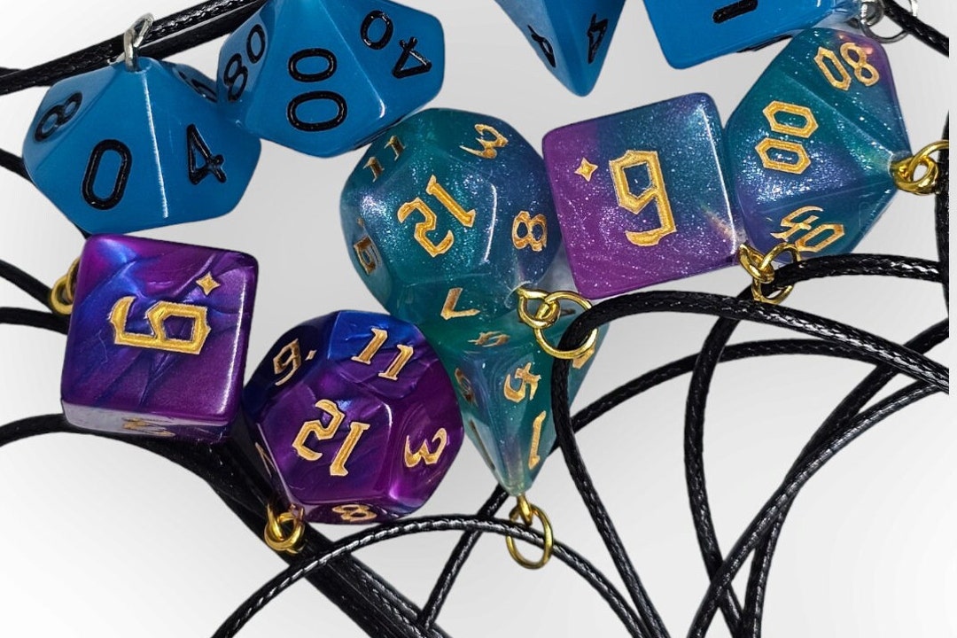 Dice Charm Necklace Polyhedral Dice D4 D6 D10(0) D10(00) D12 D20 - Etsy