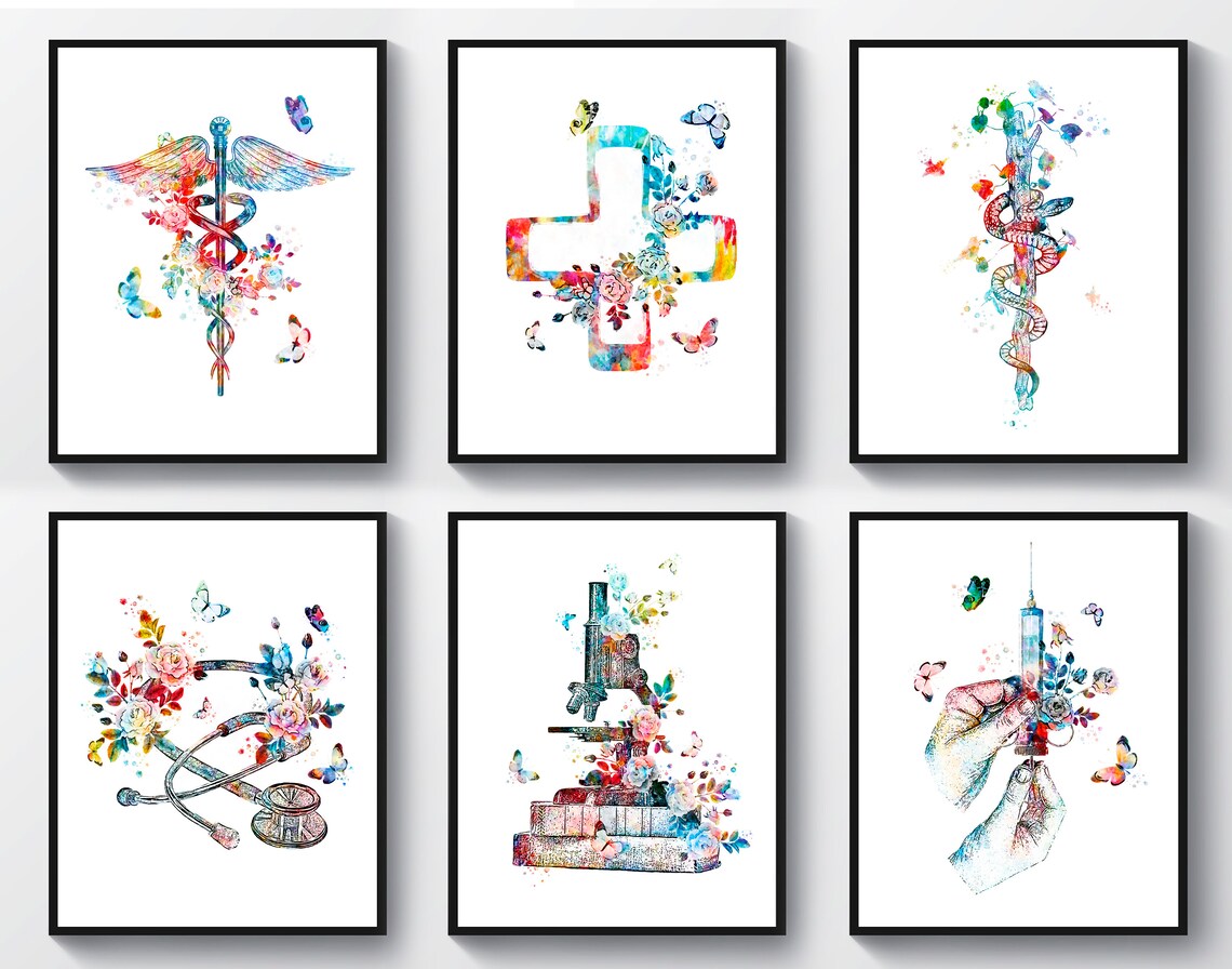 6 Medical Art Caduceus Art Medical Cross Art Rod of Asclepius - Etsy