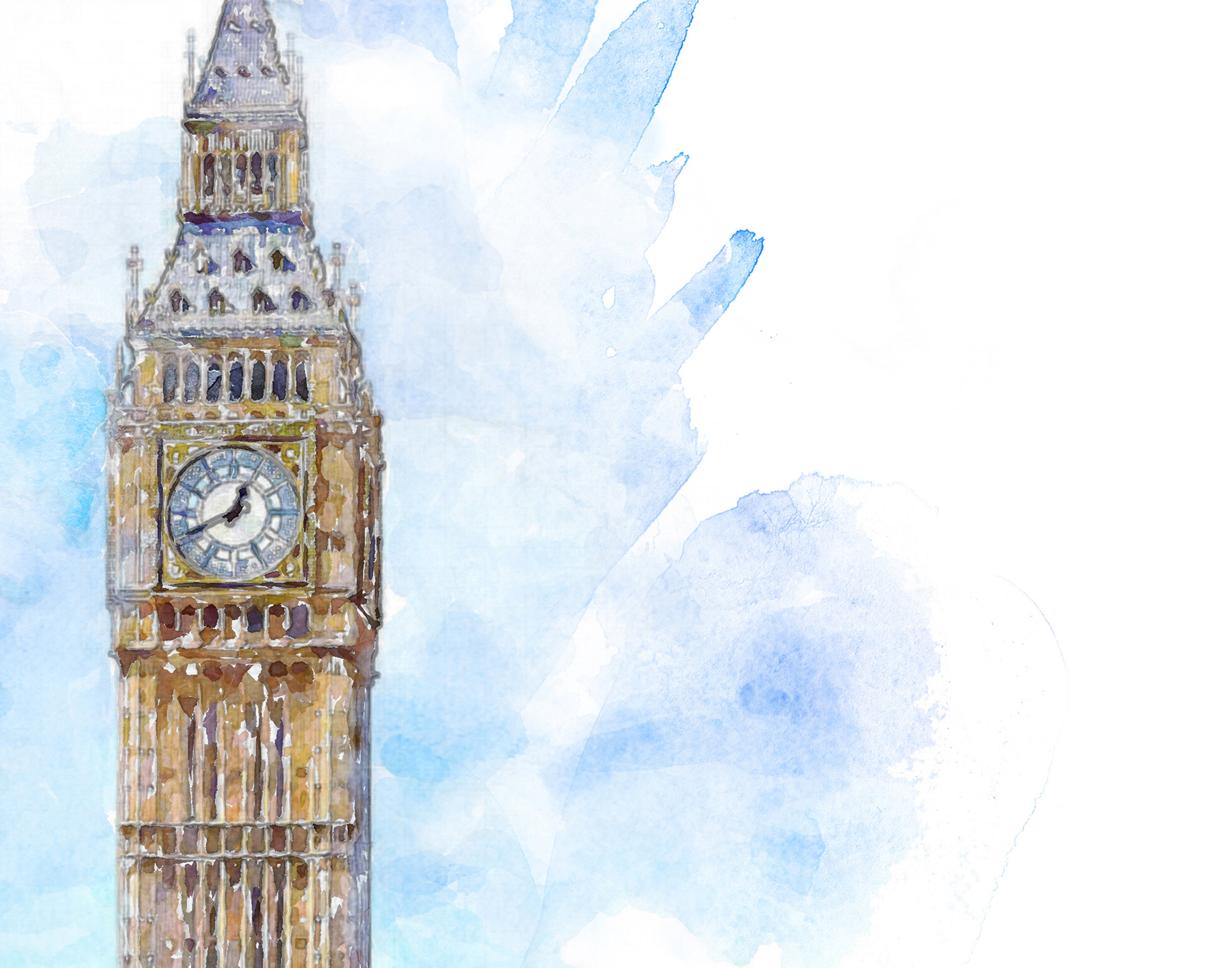 London Poster Big Ben Tower Watercolor Print City Decor Travel - Etsy