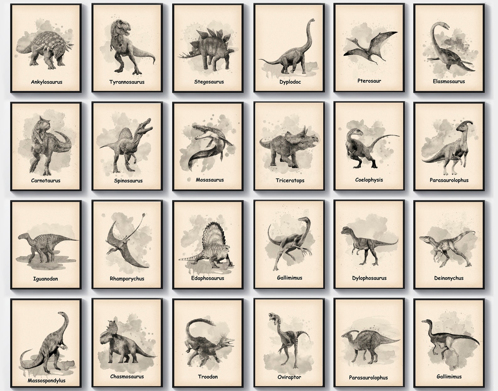 24 Educational Posters of Dinosaurs Dinosaur Types Dinosaur - Etsy