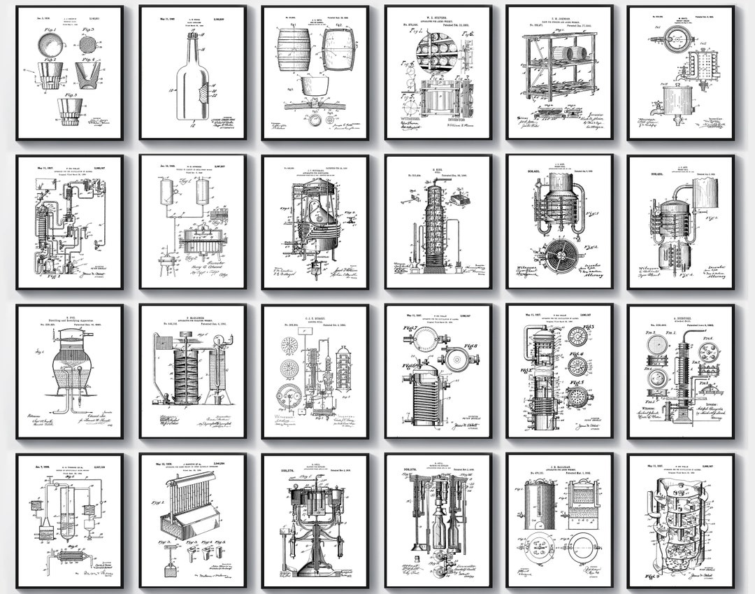 24 Whisky Still Patent Drawing, Distillery Equipment Blueprint, Alcohol ...