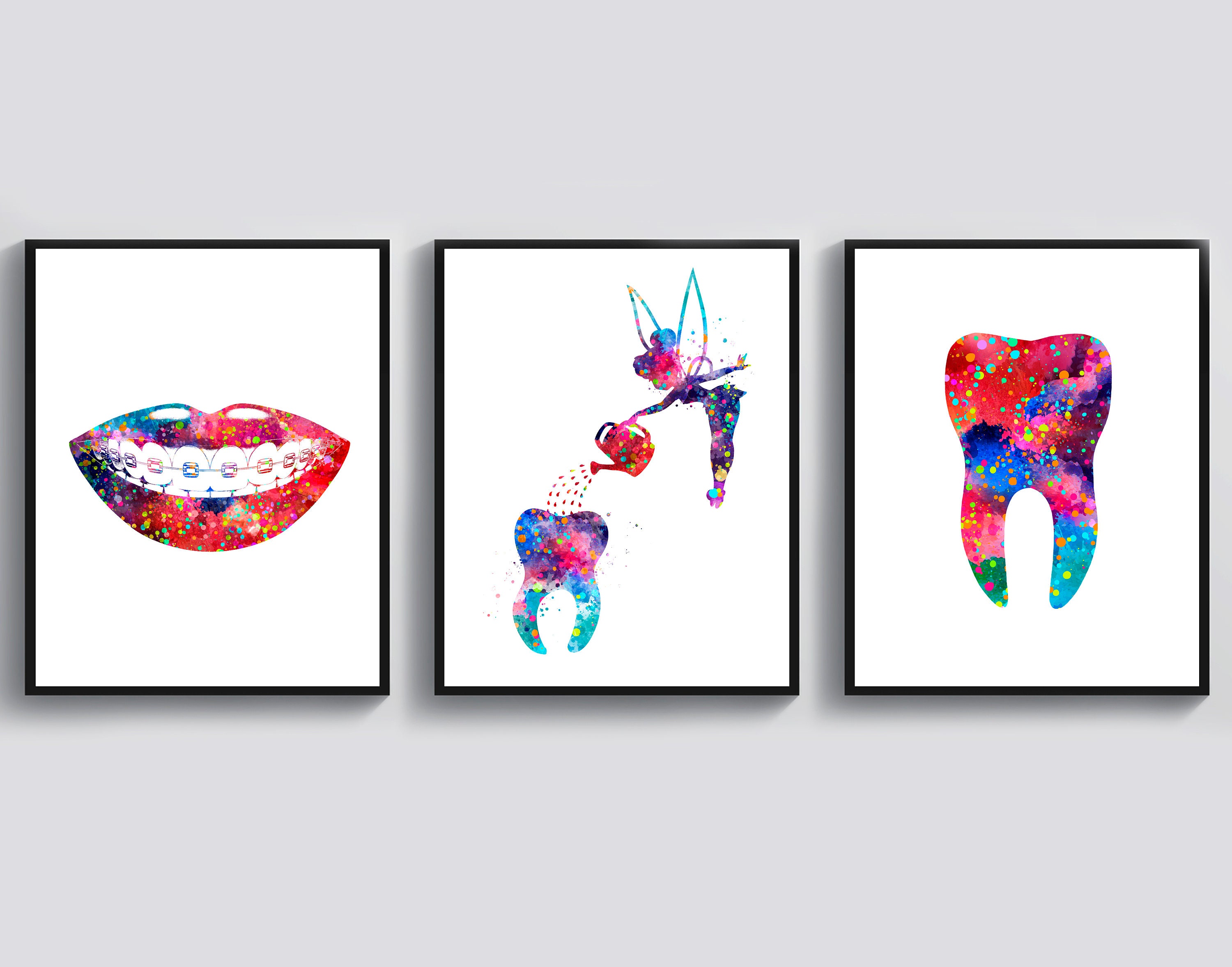 Tooth Fairy Art Watercolor Tooth Drawing Smile Poster Dental ...