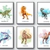 Set of 3 Dinosaurs Wall Art, Printable Cute Dino Print, Nursery Decor ...