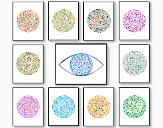 11 Ishihara Test Cards for Testing Colour Blindness Watercolor - Etsy
