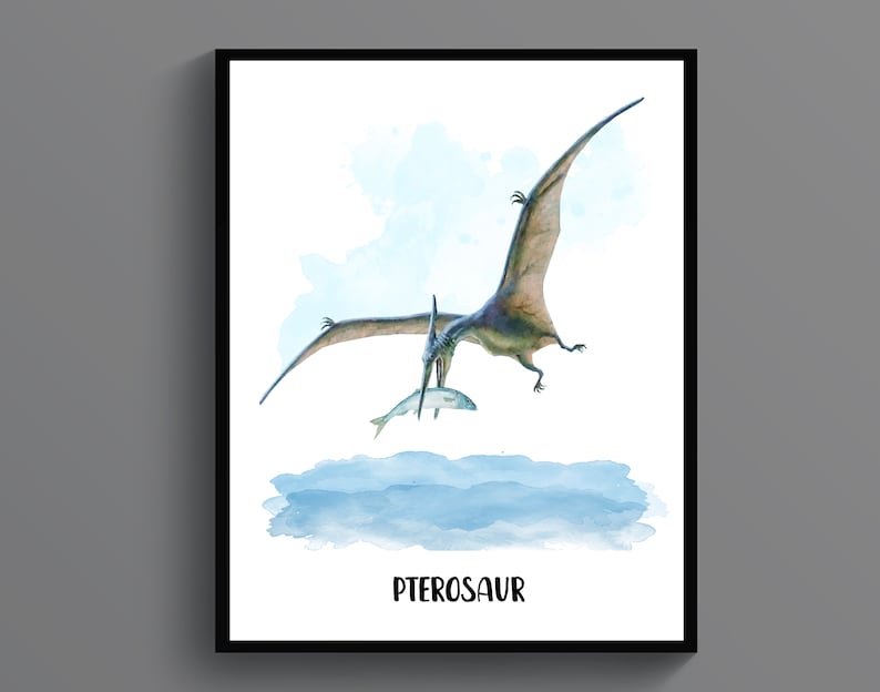 Dinosaur With Names Poster Set 24 Dinosaur Watercolor Art Dinosaur ...