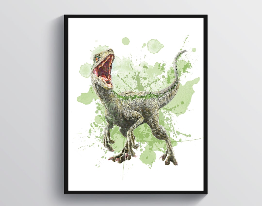 Watercolor Dinosaur Art Velociraptor Art Raptor Art Biology Art ...