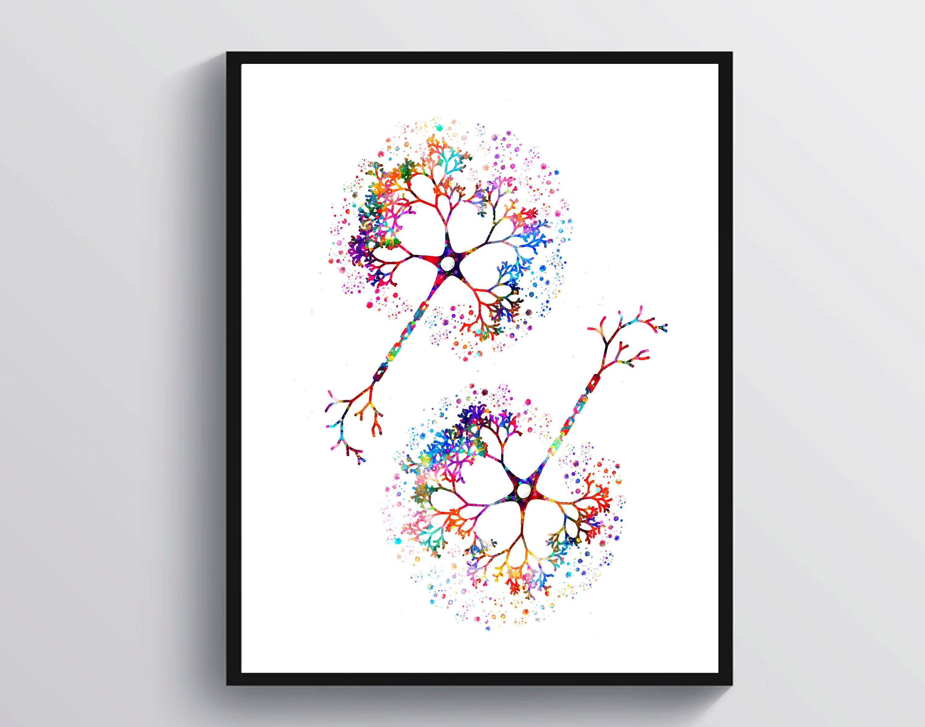 Watercolor Nerve Cells Art Neuron Art Anatomy Art Brain Cell Art ...