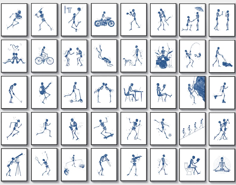 Human Skeleton Art Set 40 Anatomy Artwork Medical Decor - Etsy