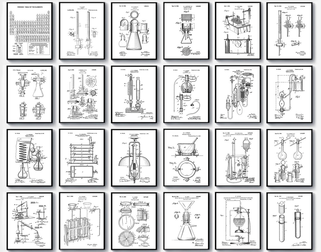 24 Chemistry Laboratory Equipment Patent Prints Science Blueprint ...
